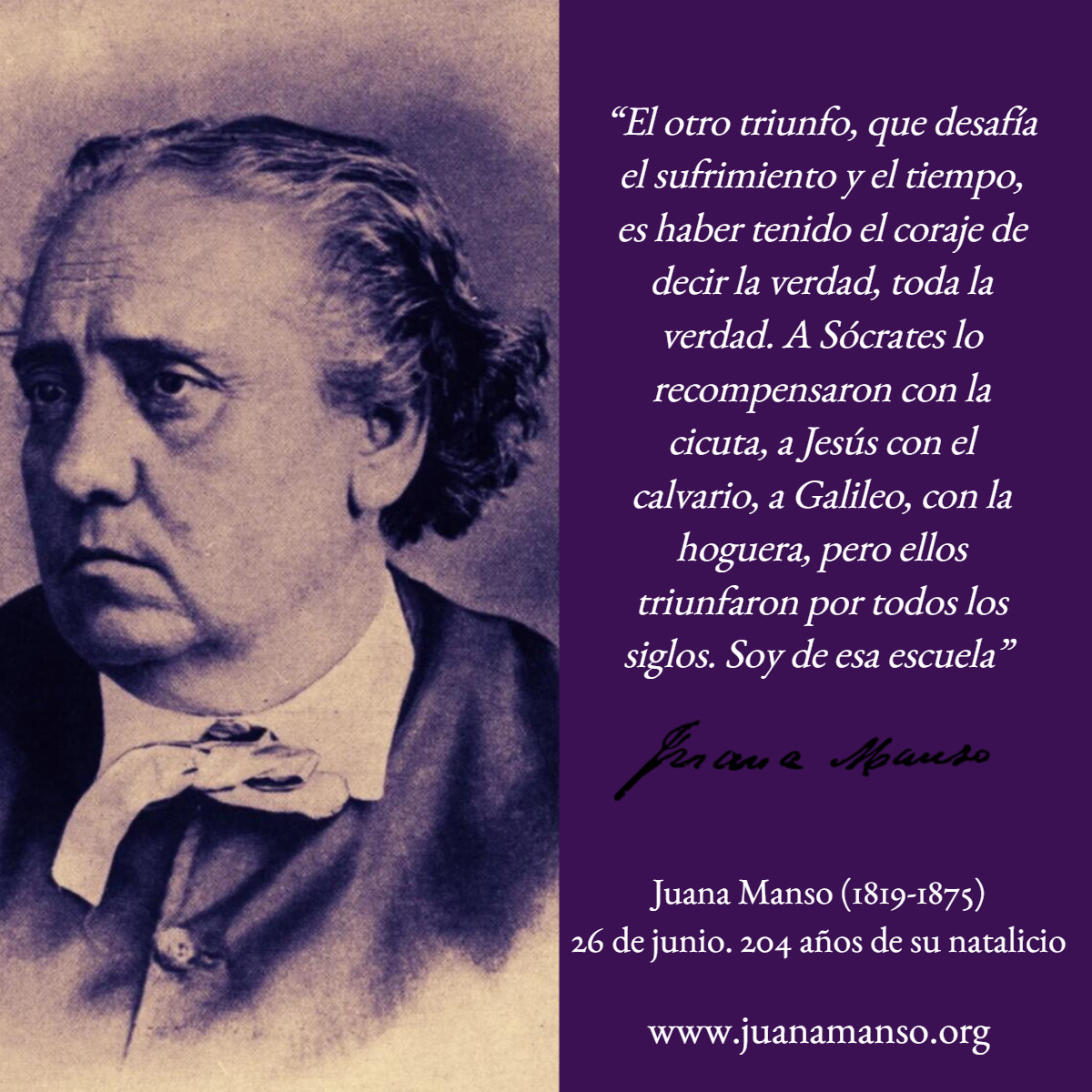 Juana Manso 1819-1875. 26 de junio de 2023. 204 años de su natalicio ...